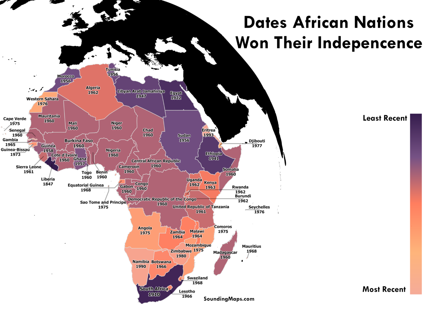 Mapping The Year of African Independence Dates - Sounding Maps
